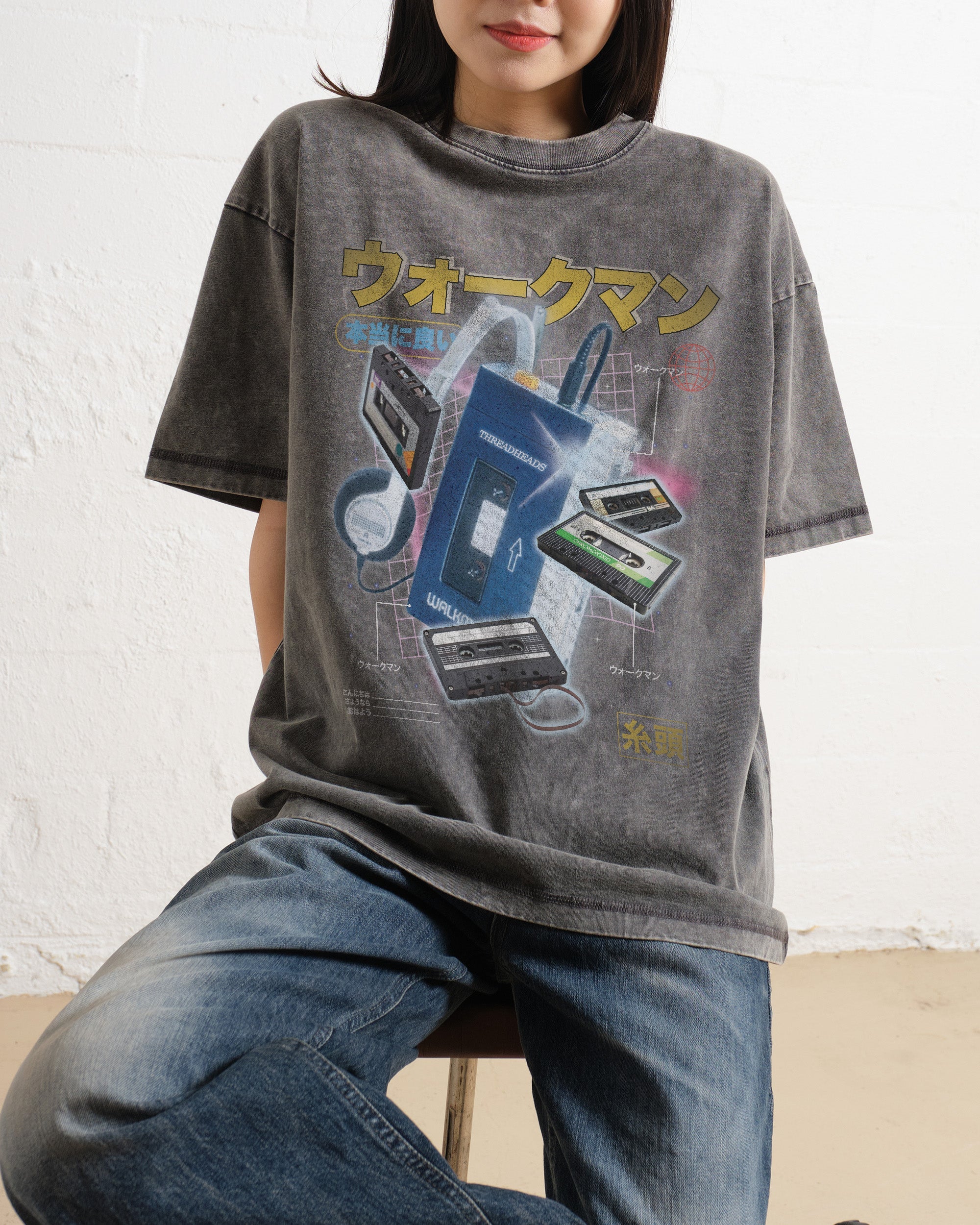 Japanese Walkman Wash Tee | Retro Wash Tee Australia