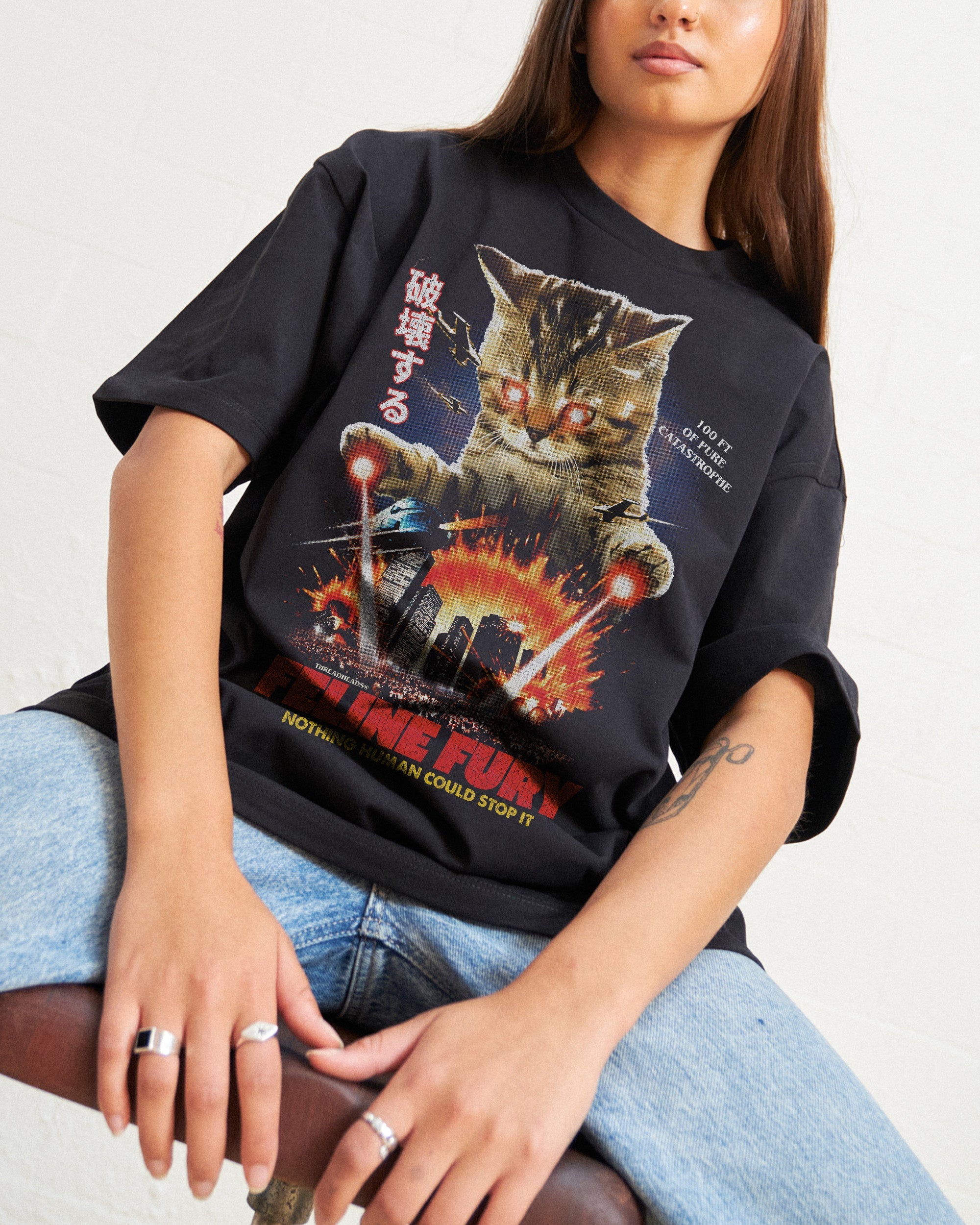 Feline Fury Oversized Tee | Vintage Retro Oversized Tee Australia