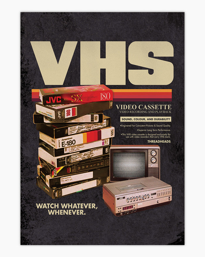 Vintage VHS Tapes Art Print | Official Threadheads Originals Merch ...