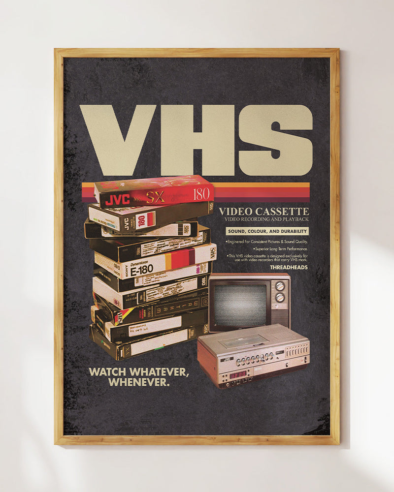 Vintage VHS Tapes Art Print | Official Threadheads Originals Merch ...