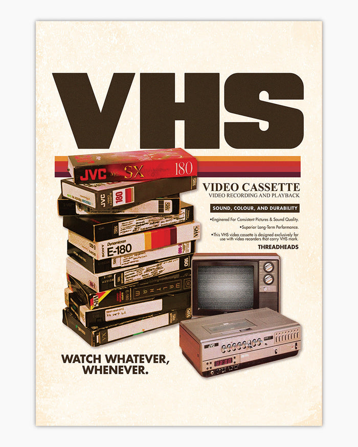 Vintage VHS Tapes Art Print | Official Threadheads Originals Merch ...