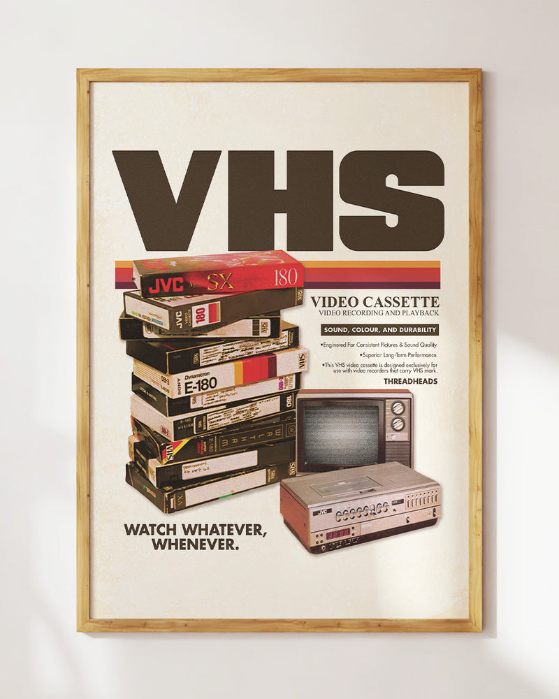 Vintage VHS Tapes Art Print | Official Threadheads Originals Merch ...