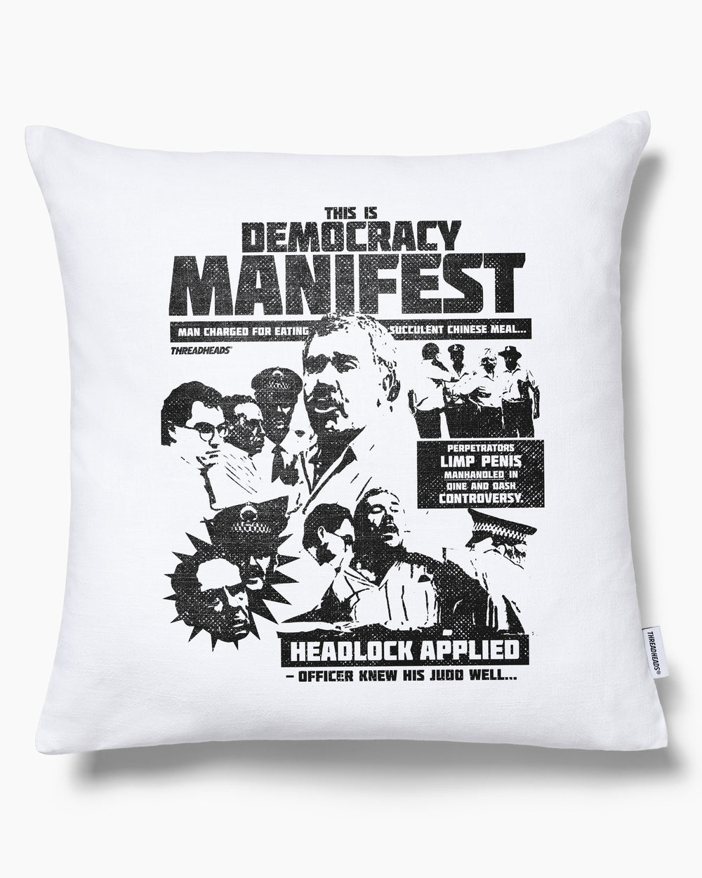 Democracy Manifest: Tabloid Edition Cushion | Graphic Cushion Australia