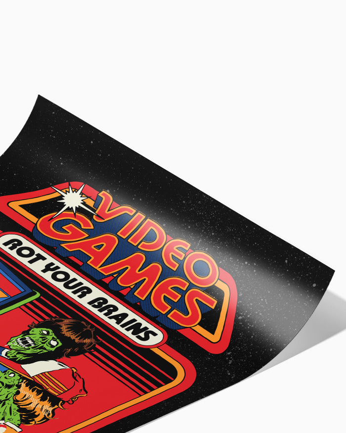 Video Games Rot Your Brains Art Print | Designed by Steven Rhodes Australia